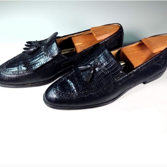 Mauri | Shoes | Vintage Mauri Italy Lizard Skin Black Mens Shoes With ...